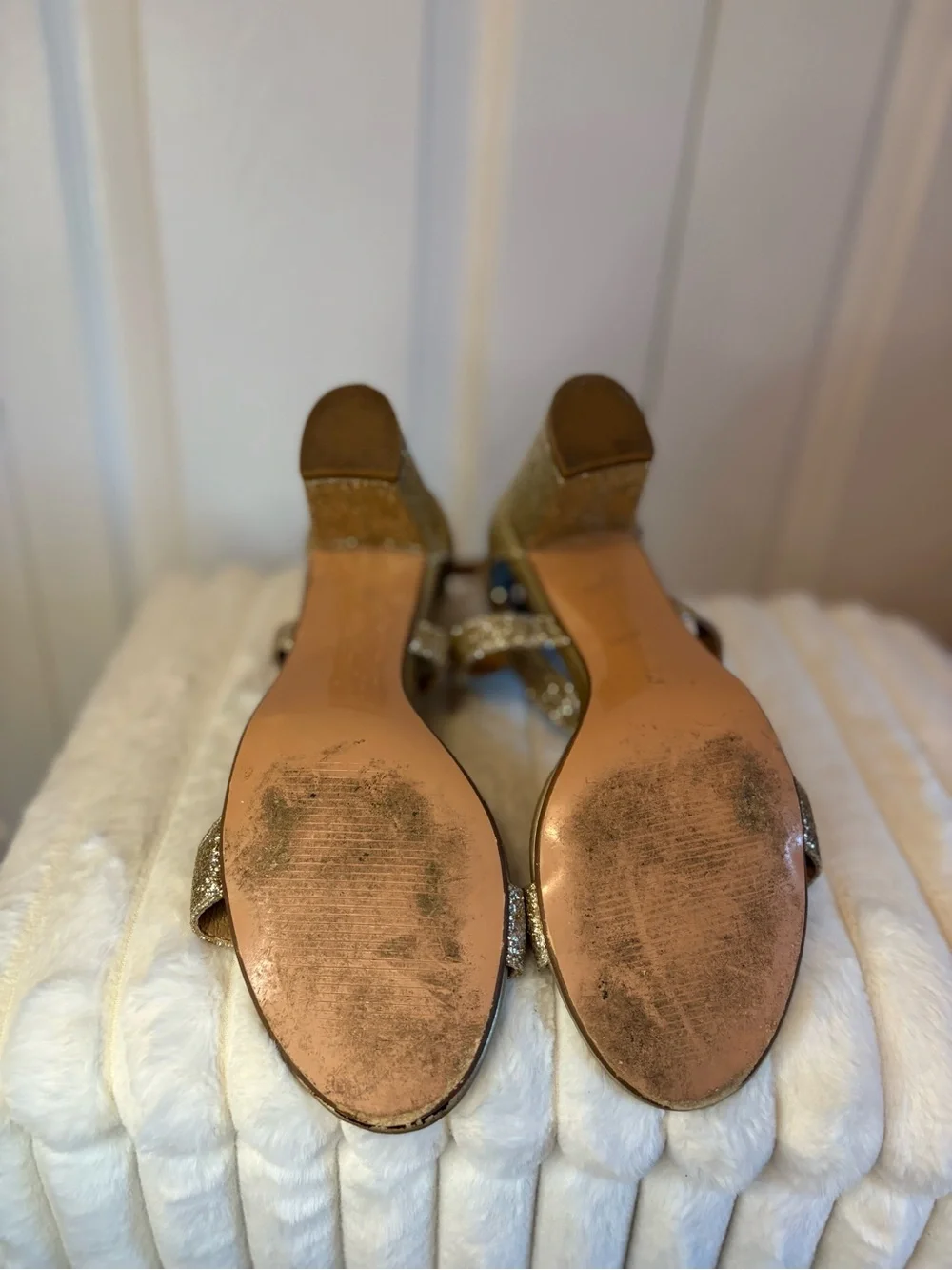 IDIFU | Shoes | Idifu Gold Glitter Block Heel Sandals Size 85 | Poshmark
